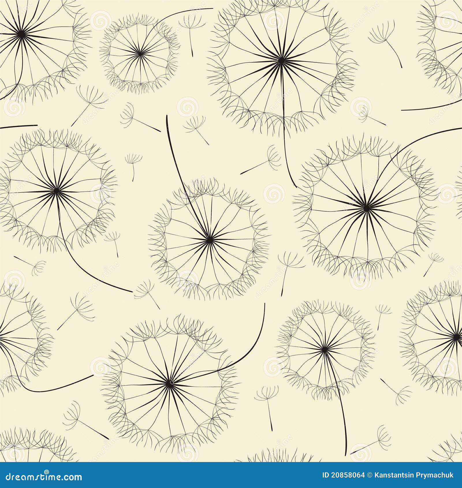 Dandelion seamless pattern stock illustration. Illustration of twig ...