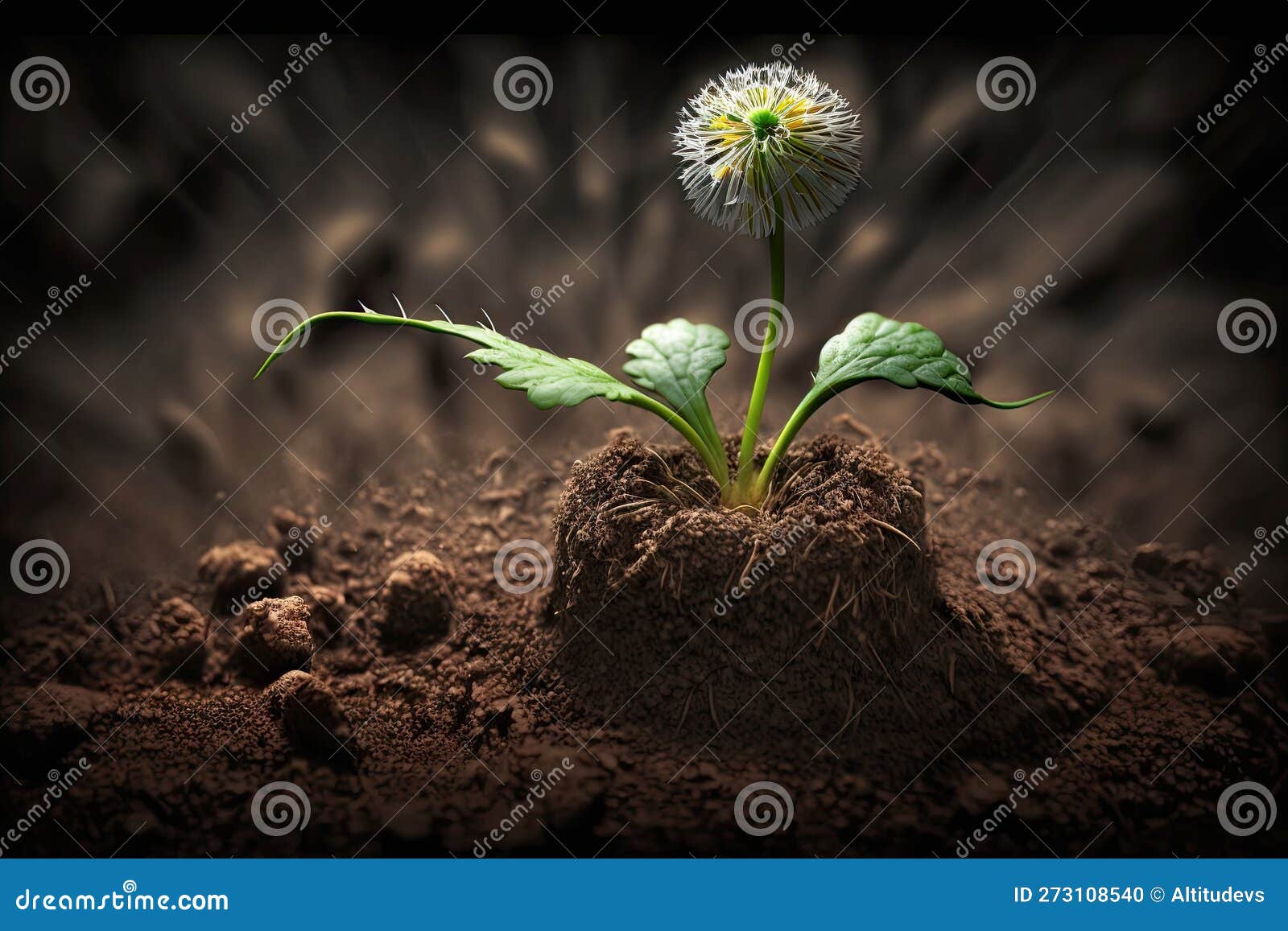 Dandelion Seedling Sprouting from Soil Stock Photo - Image of ...