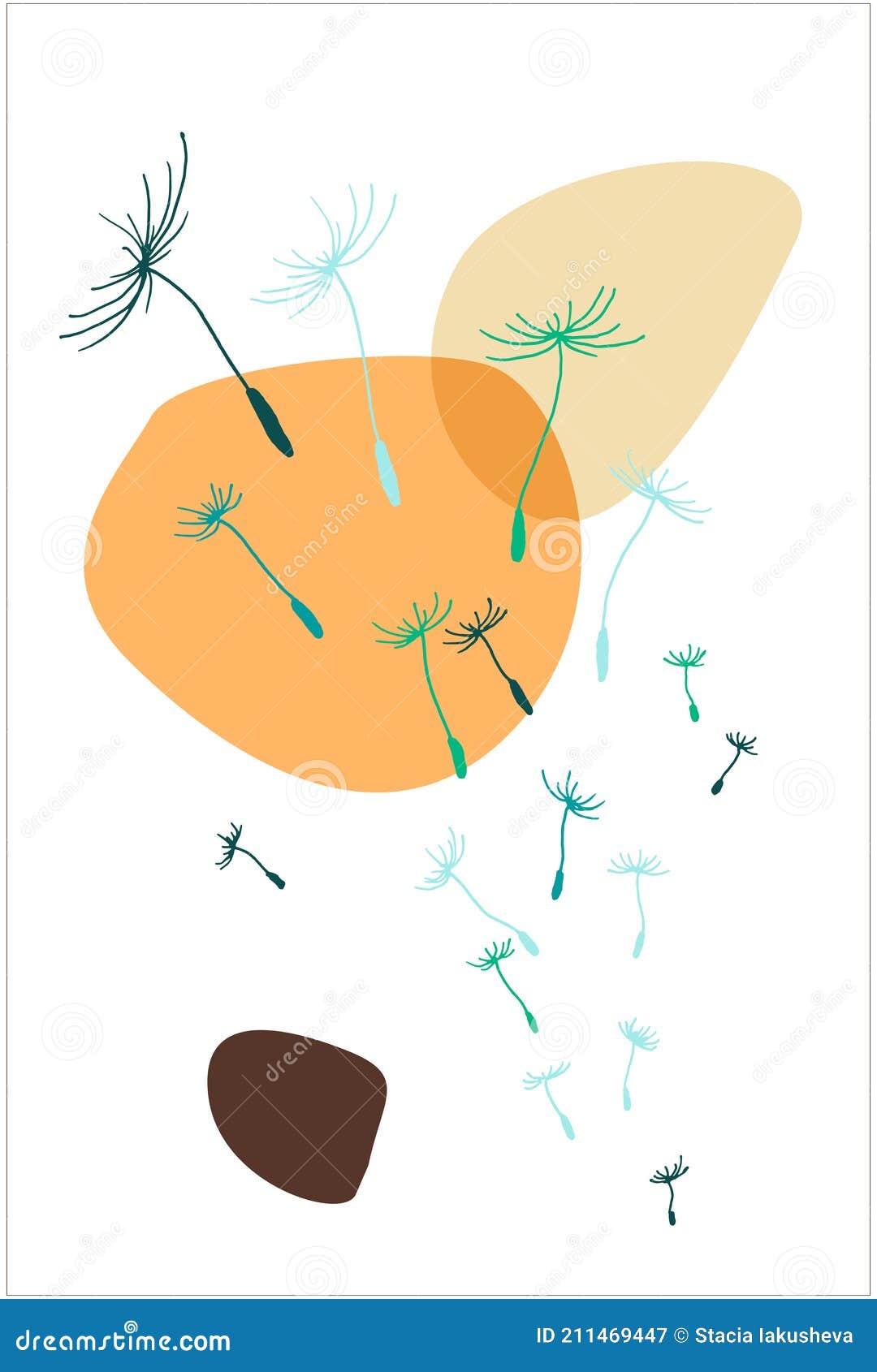 Dandelion Seeds on Abstract Shapes in Composition Stock Vector ...