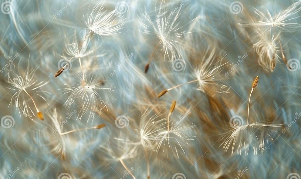 Dandelion Seeds Floating on the Wind Stock Illustration - Illustration ...