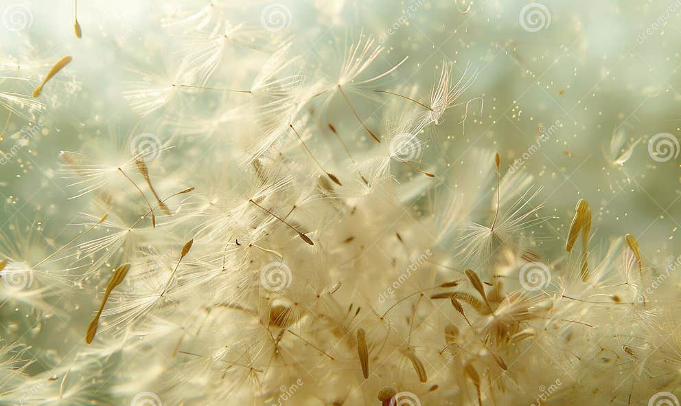 Dandelion Seeds Floating on the Wind Stock Image - Image of fluff ...