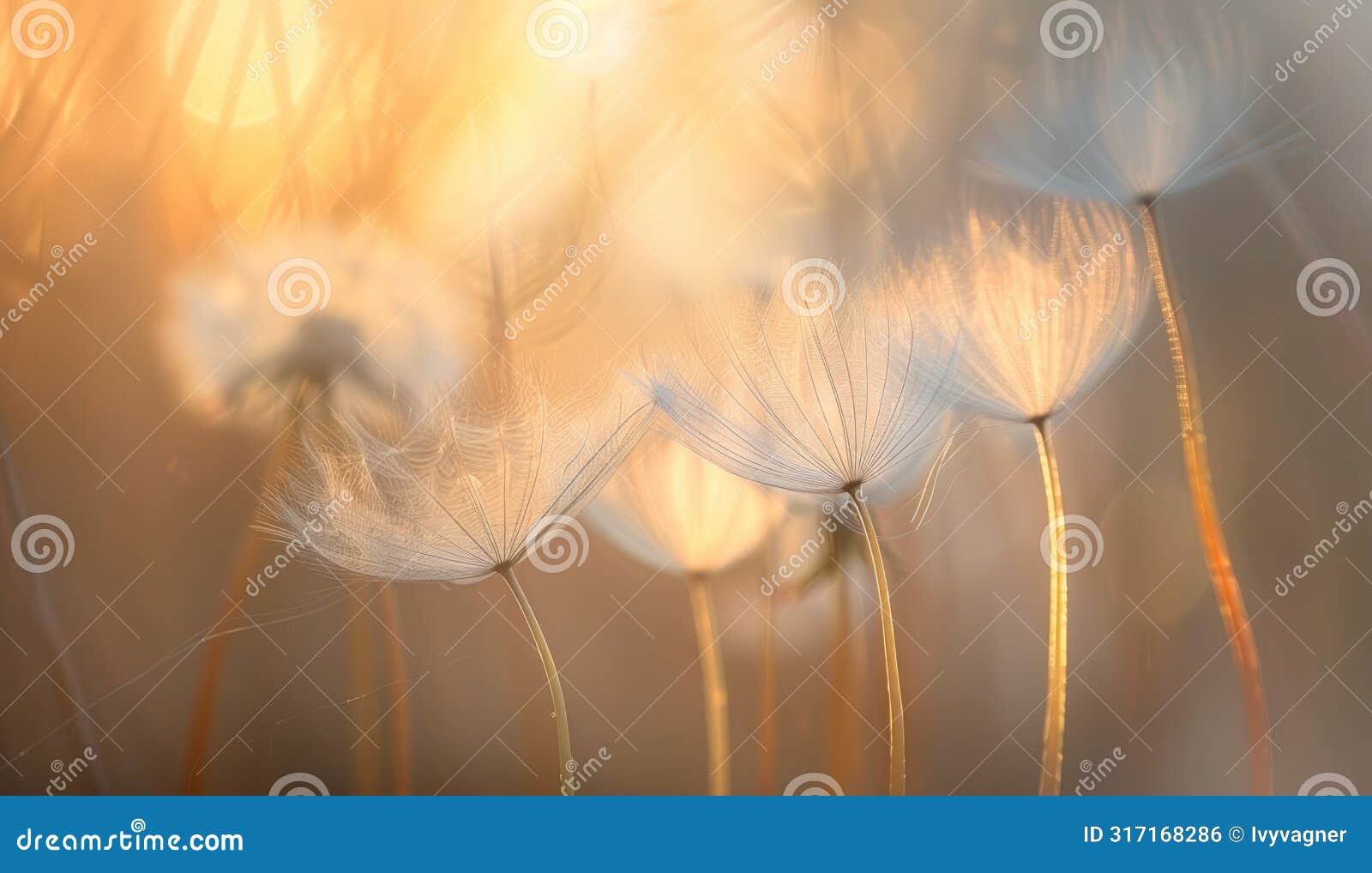 Dandelion Seeds Floating on the Wind Stock Photo - Image of sunset ...