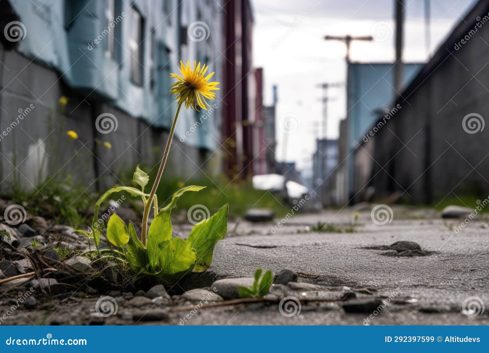Dandelion Thriving in Harsh Urban Environment Stock Image - Image of ...