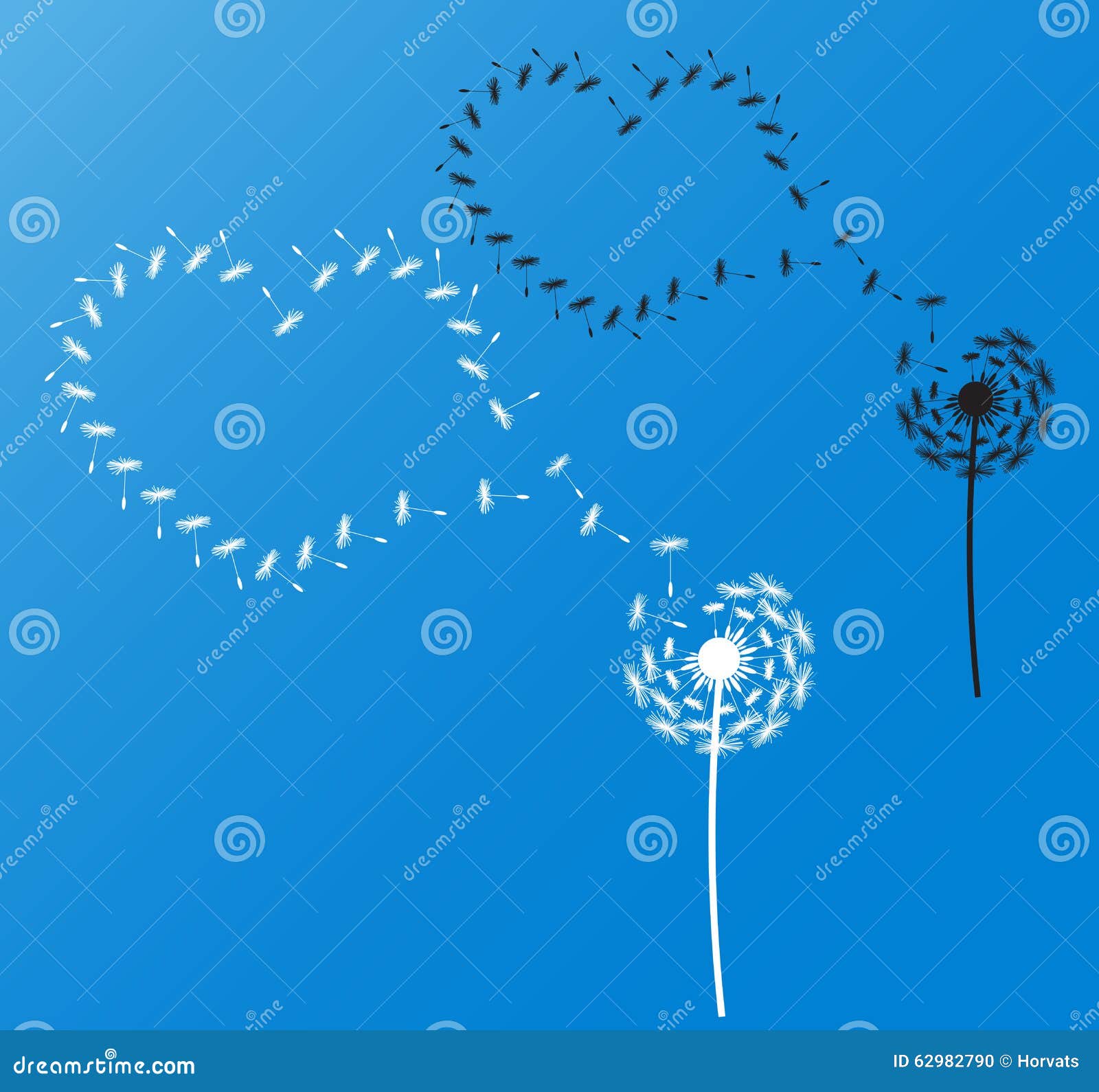 Dandelions with hearts stock vector. Illustration of dandelion - 62982790