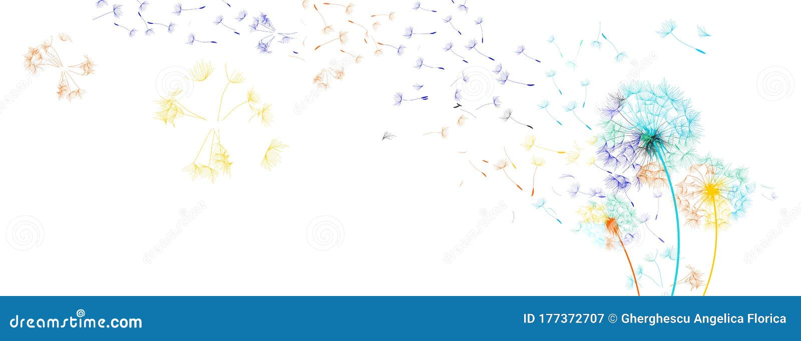 Dandelions Rainbow in the Wind - Vector. Stock Vector - Illustration of ...