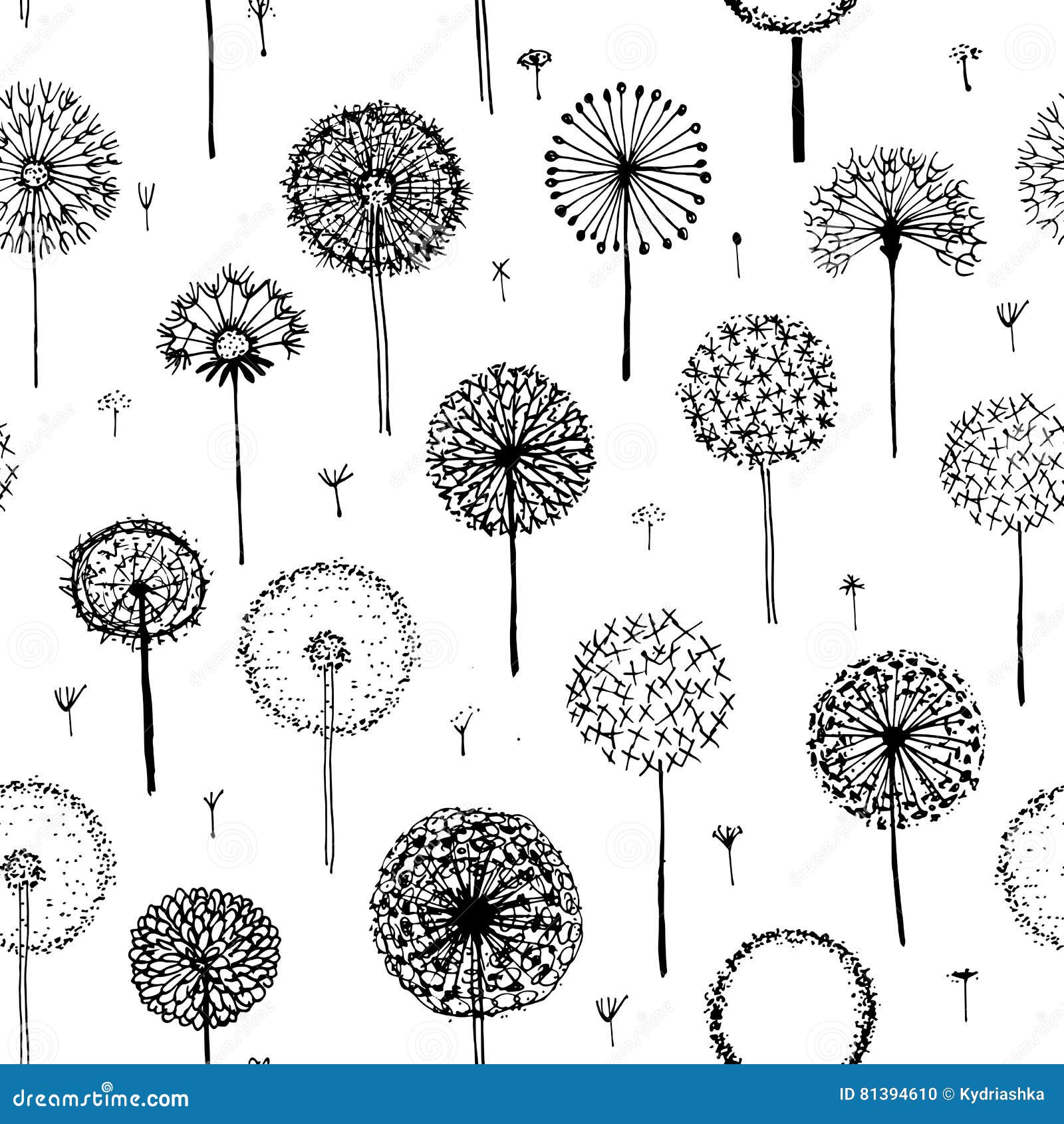 Dandelions, Seamless Pattern for Your Design Stock Vector ...