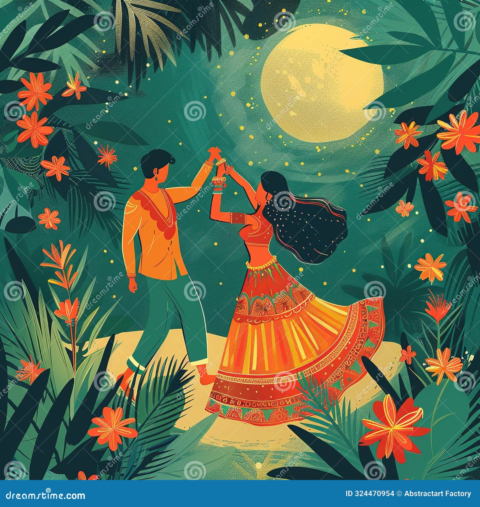 Dandiya Dance at Night Time at the Event of Navratri. Generative Ai ...