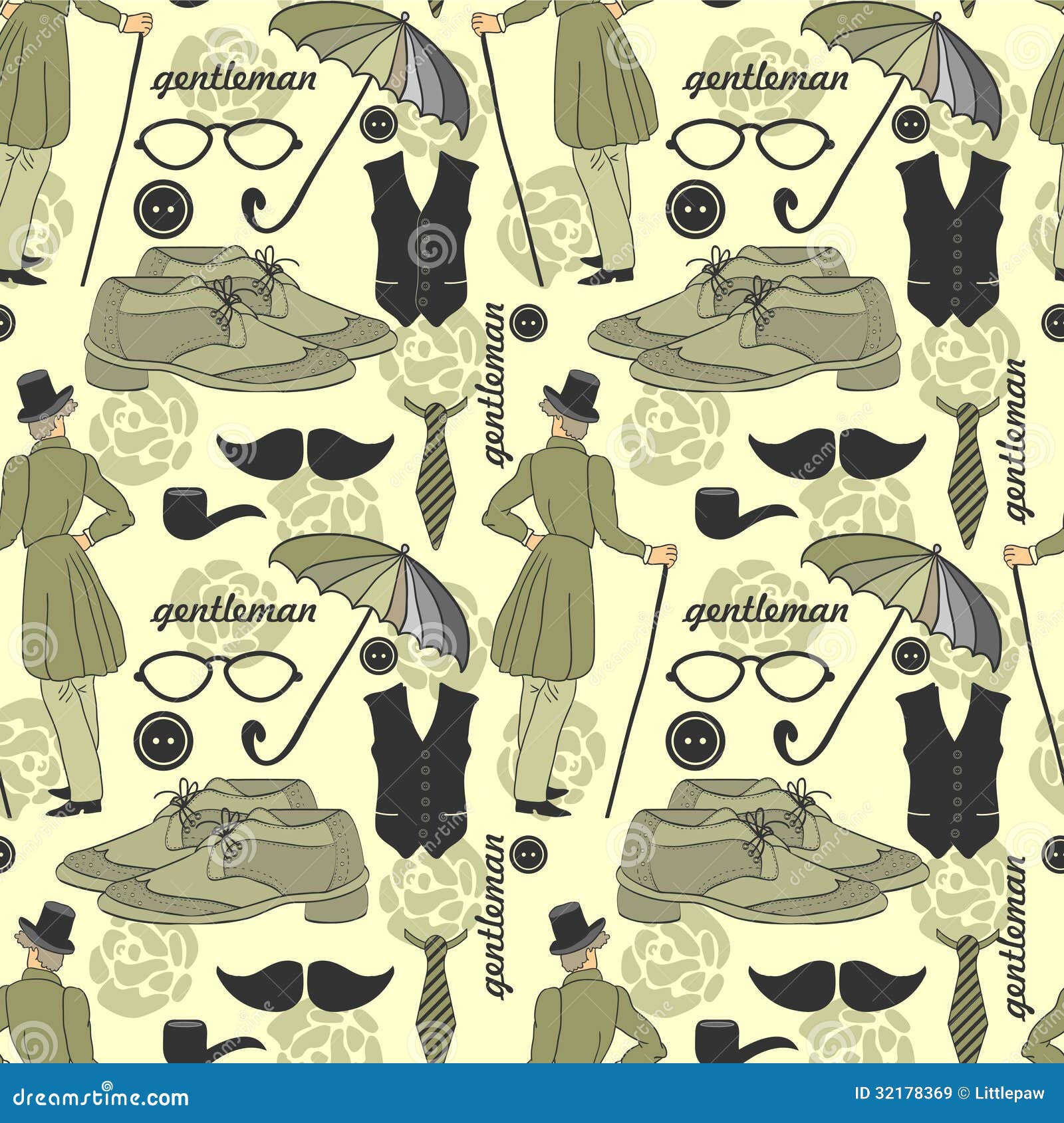 Dandy Vintage Seamless Pattern Stock Vector - Illustration of pipe ...