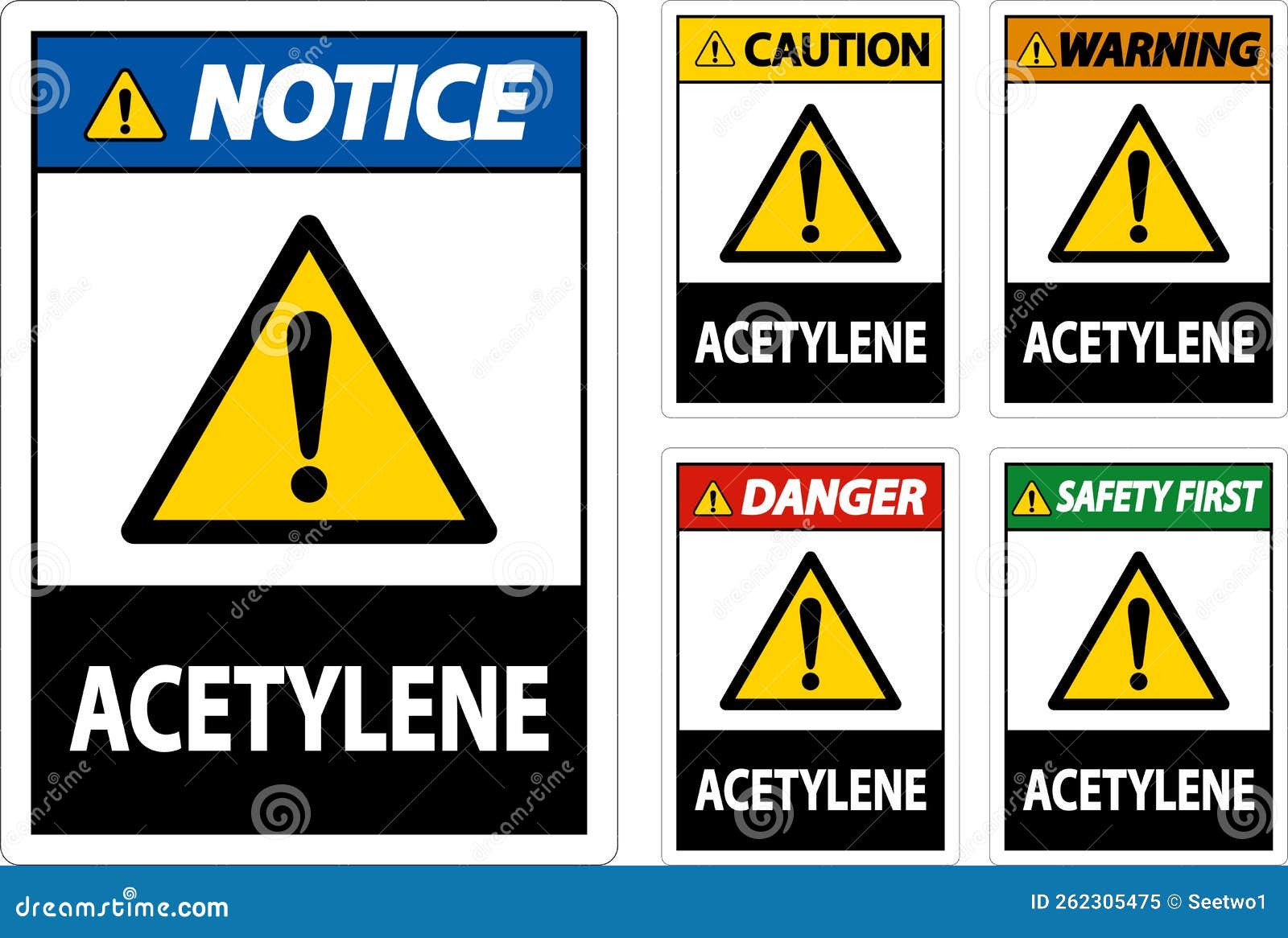 Danger Acetylene Sign on White Background Stock Vector - Illustration ...