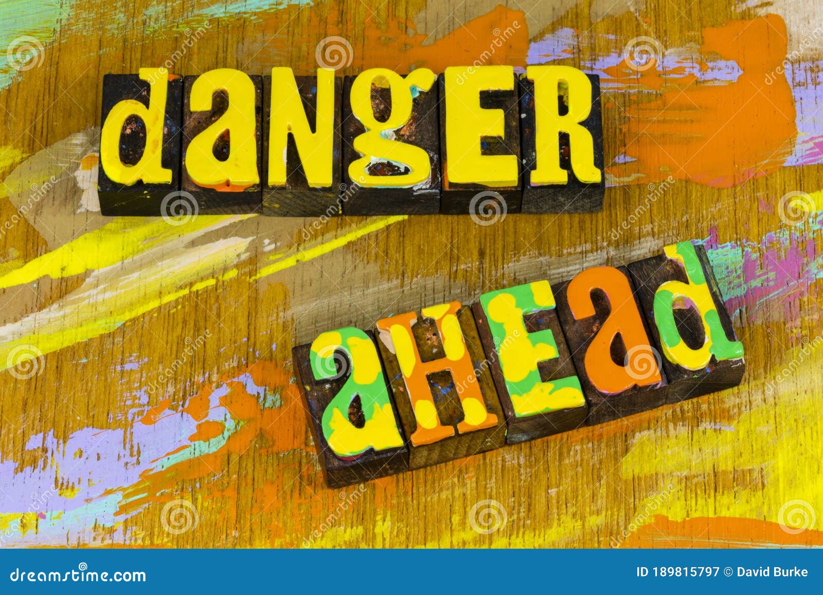 Danger Ahead Safety Hazard Risk Caution Warning Sign Stock Image ...