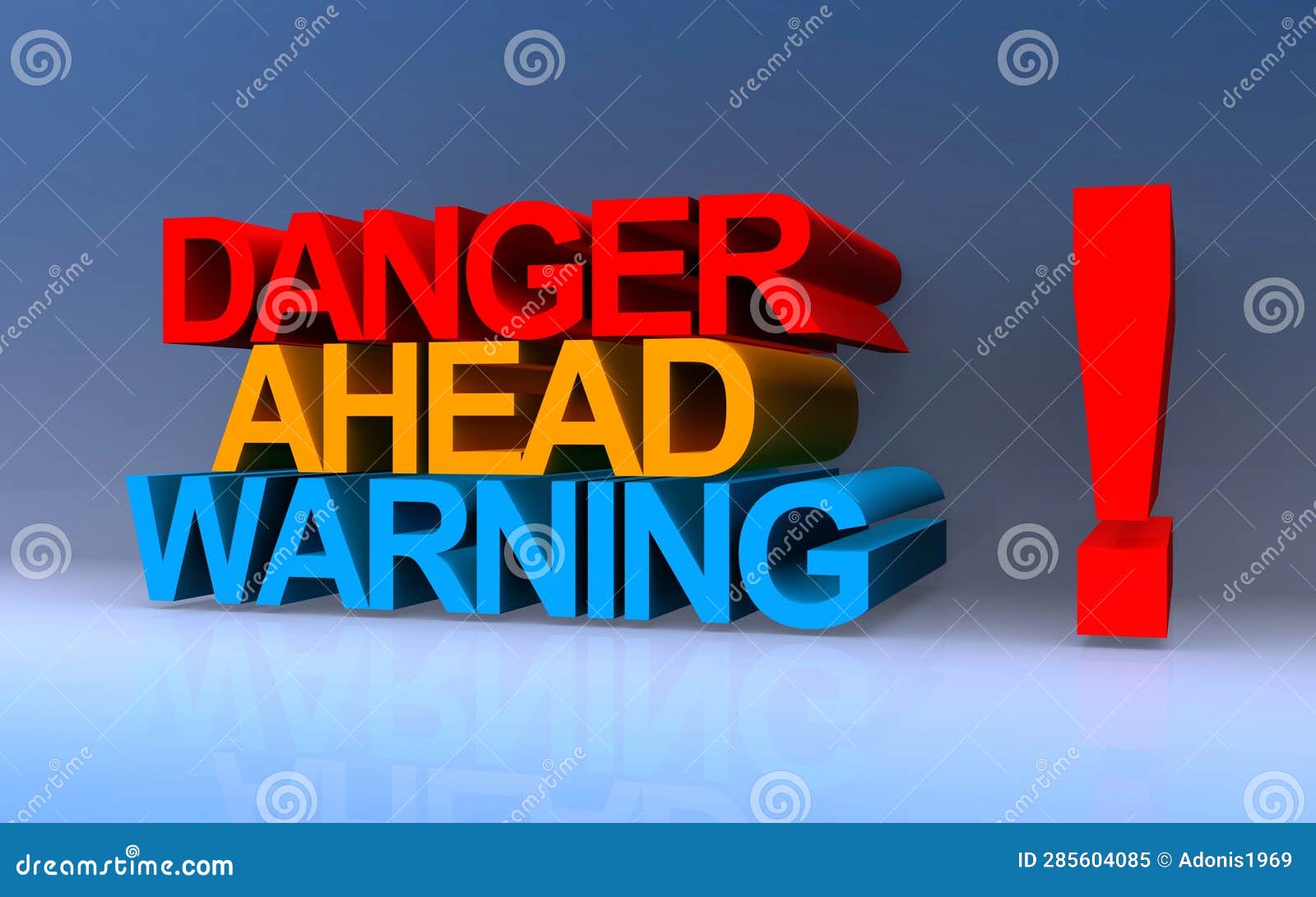 Danger Ahead Warning on Blue Stock Illustration - Illustration of ...