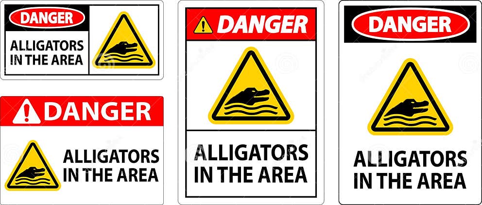 Danger Alligators in the Area Sign Stock Vector - Illustration of alert ...