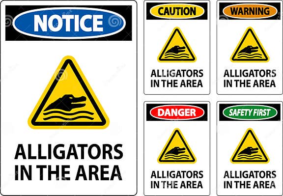 Danger Alligators in the Area Sign Stock Vector - Illustration of icon ...