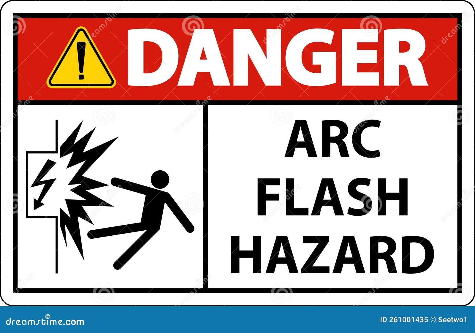 Danger Arc Flash Hazard Sign on White Background Stock Vector ...
