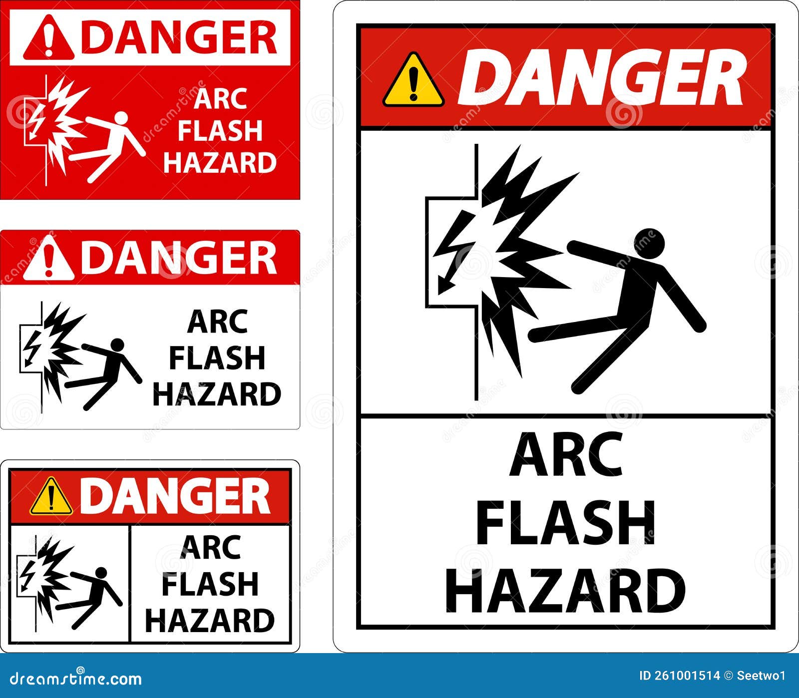 Danger Arc Flash Hazard Sign on White Background Stock Vector ...