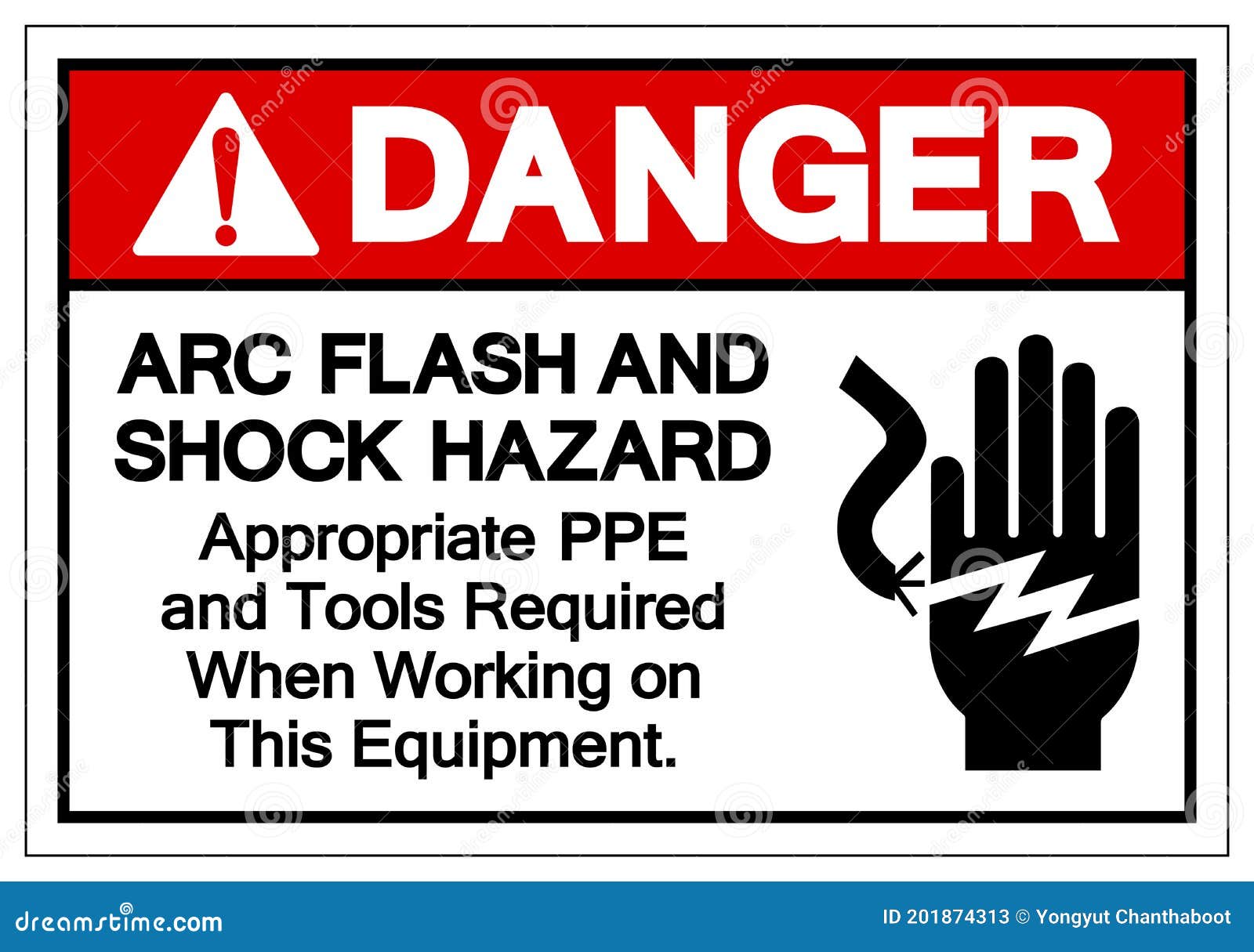 Danger ARC Flash and Shock Hazard Symbol Sign, Vector Illustration ...
