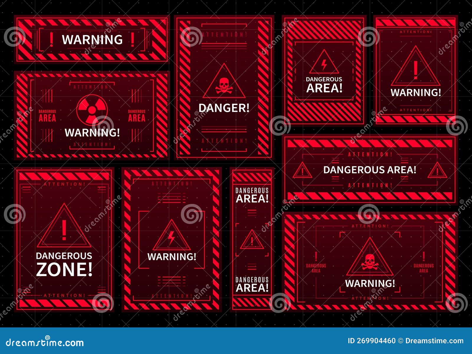 Danger Area and Contamination Warning HUD Frames Stock Vector ... Danger Area and Contamination Warning HUD Frames Stock Vector ...