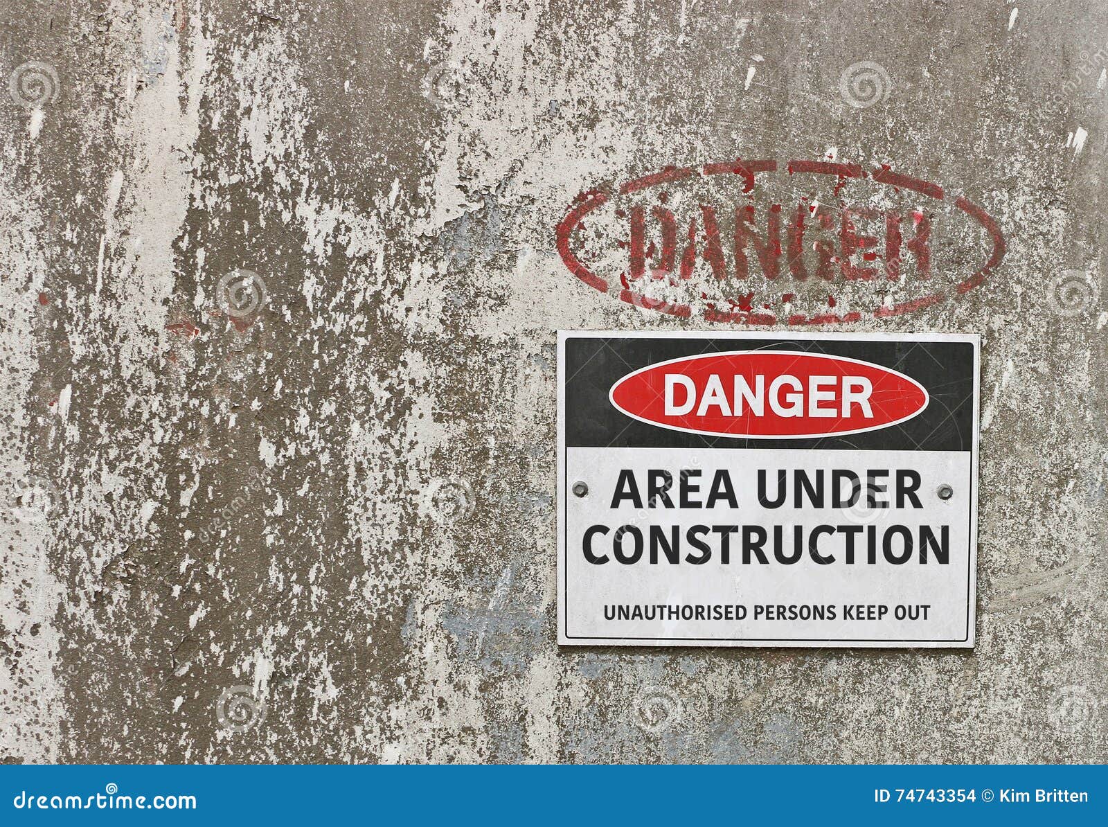Danger, Area Under Construction Warning Sign Stock Photo - Image of ...