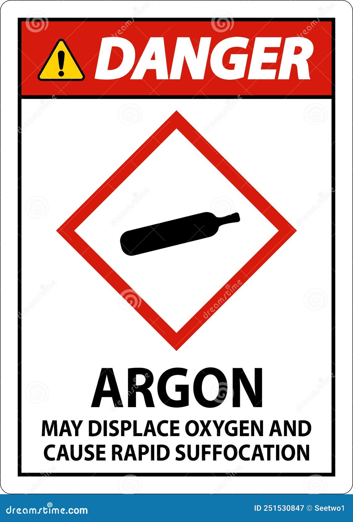 Danger Argon GHS Sign On White Background Cartoon Vector ...