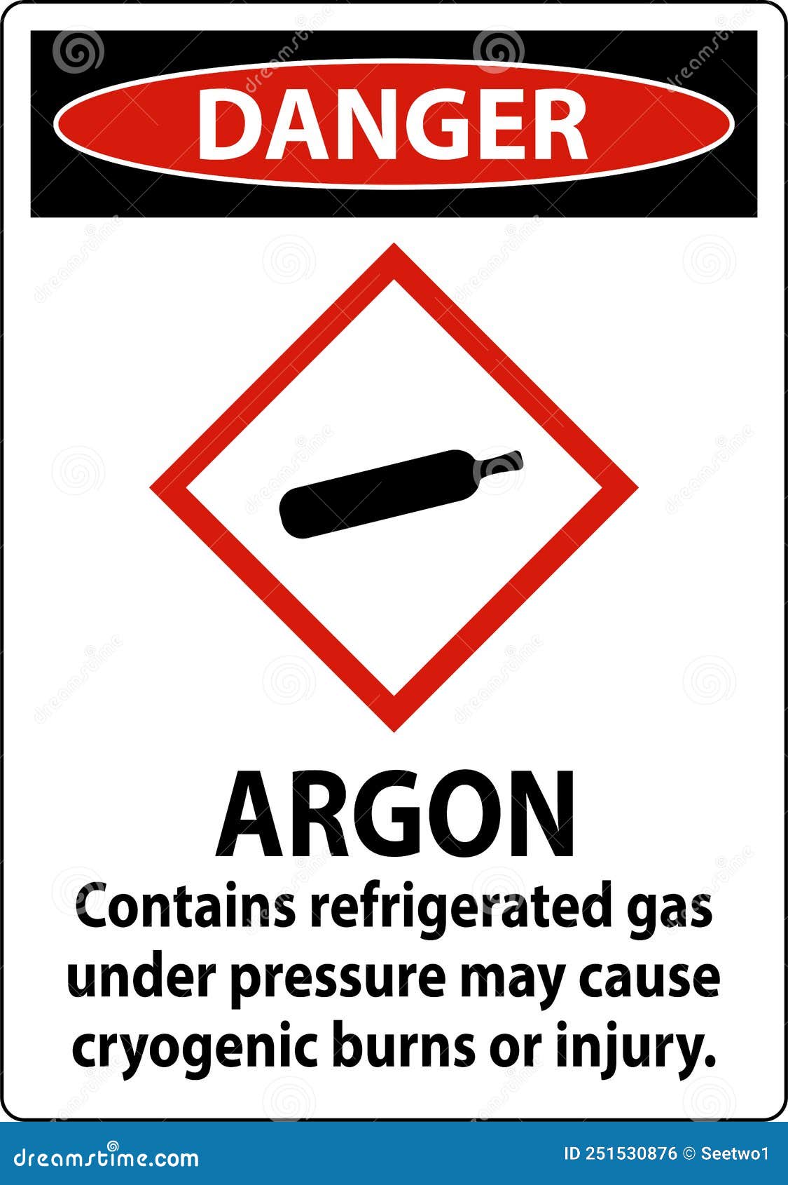 Danger Argon GHS Sign On White Background Cartoon Vector ...