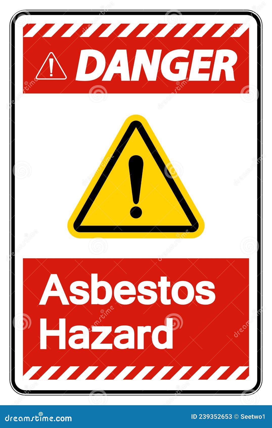 Danger Asbestos Hazard Symbol Sign on White Background Stock Vector ...