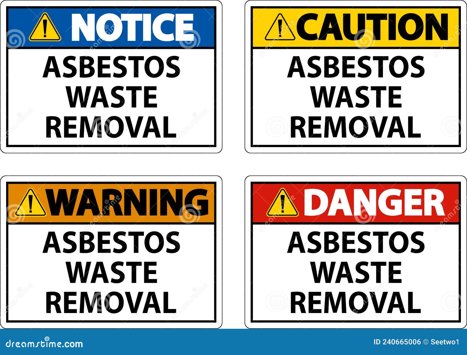 Danger Asbestos Waste Removal Sign on White Background Stock Vector ...