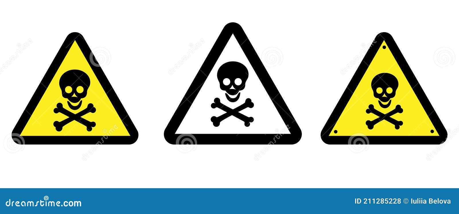 Danger Attention Sign. Warning. Human Skull And Bones On A Triangular ...