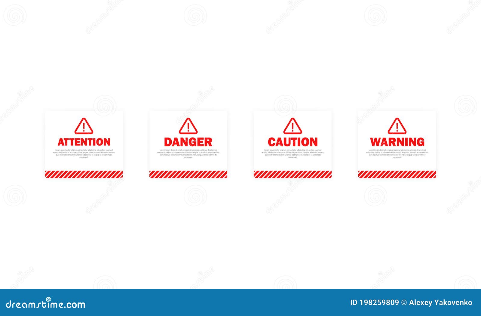 Danger, Attention, Warning, Caution Sign Set. Be Careful Concept. Light ...