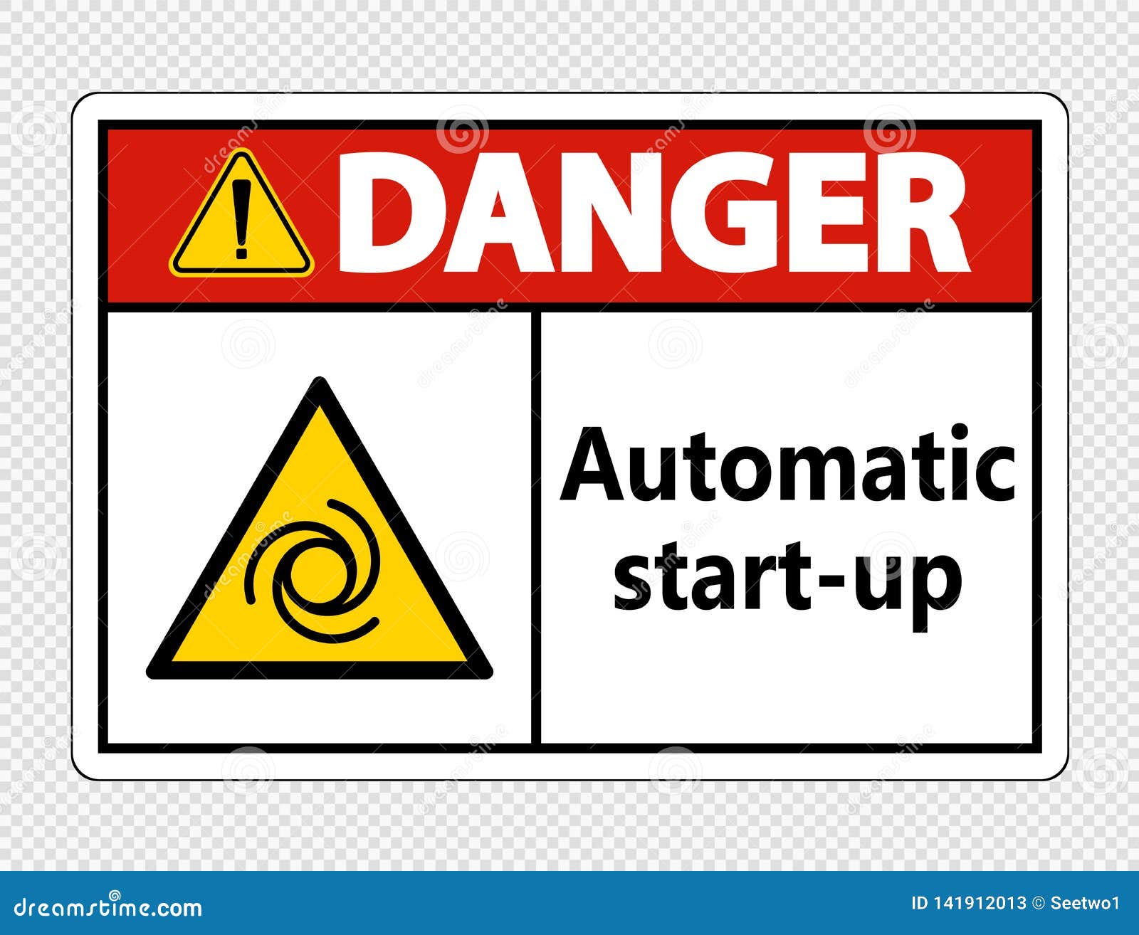 Symbol Danger Automatic Start-up Sign on Transparent Background Stock ...