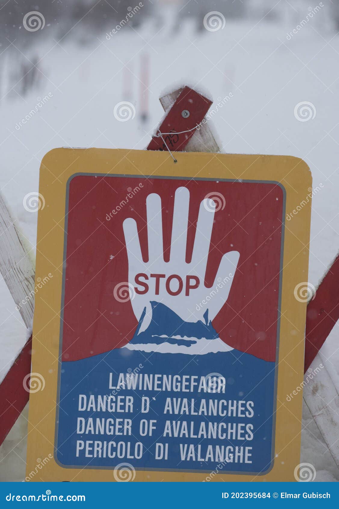 Danger of Avalanches Warning Sign Stock Photo - Image of pictogram ...