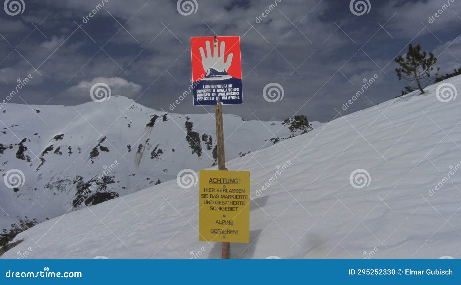 Danger of Avalanches Warning Sign Stock Photo - Image of skier ...