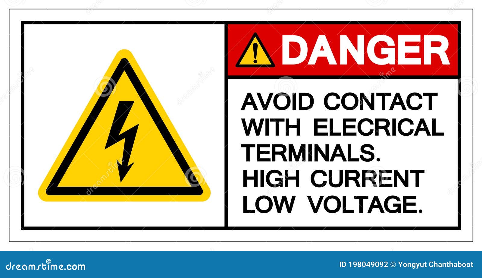 Danger Avoid Contact with Electrical Terminals High Current Low Voltage ...