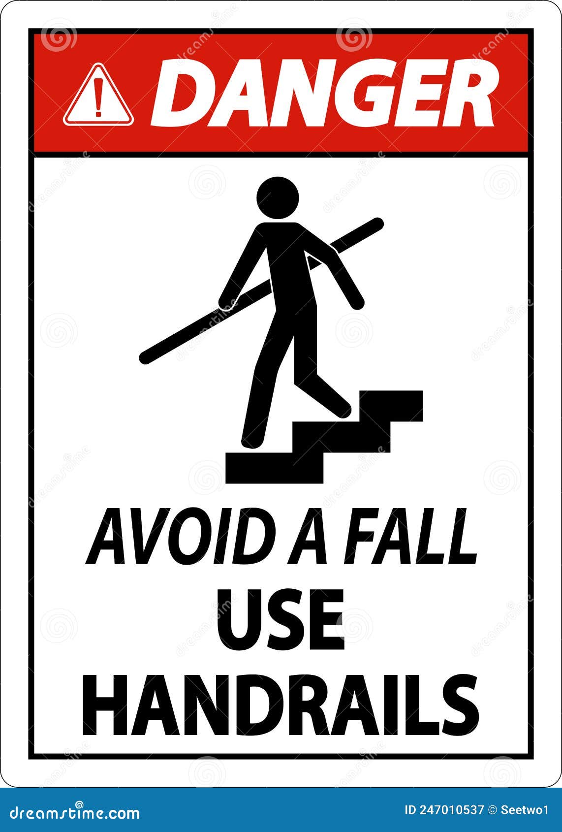 Use Handrails To Avoid A Fall - Caution Of Stairway Vector Illustration ...