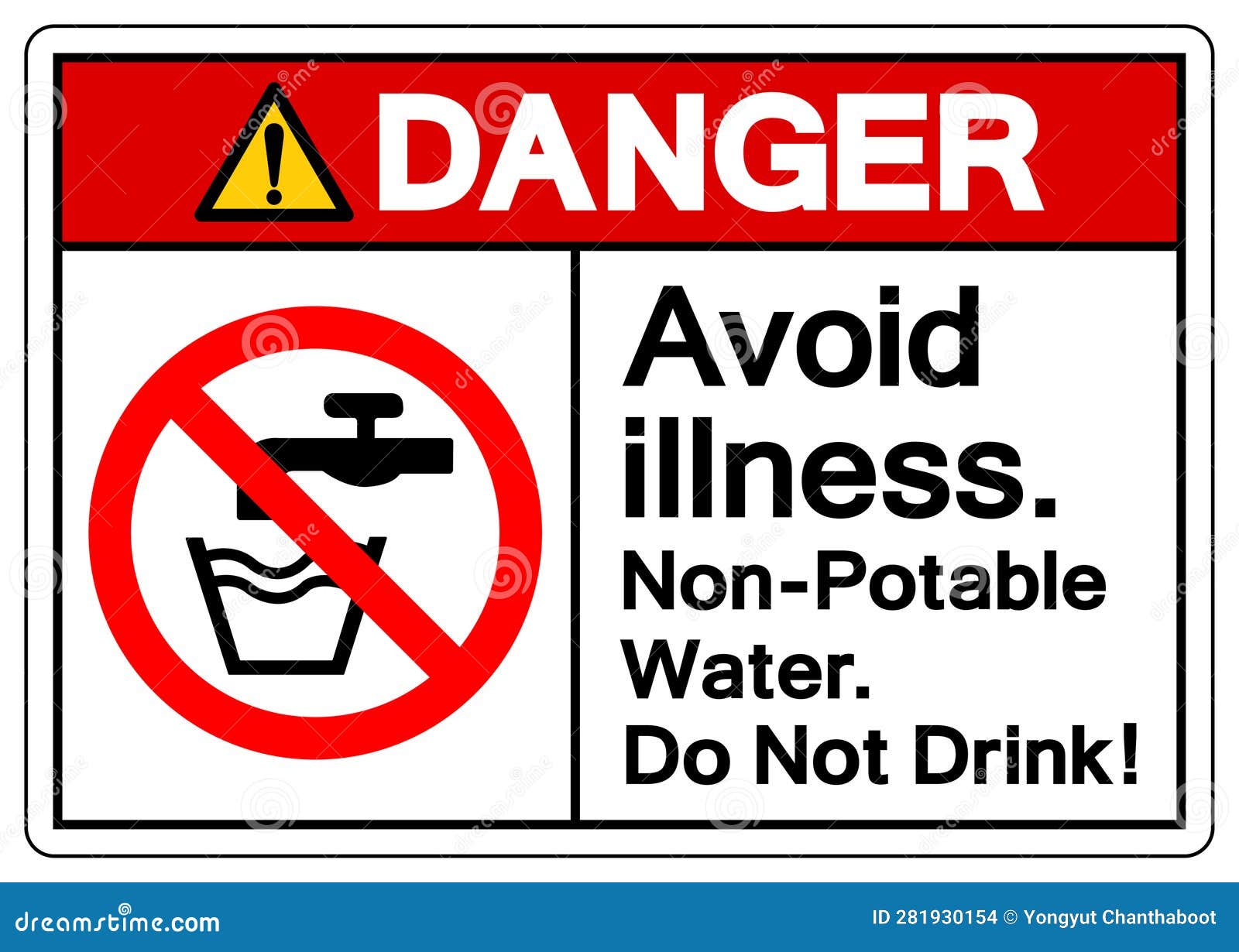 Danger Avoid Illness Non Potable Water Do Not Drink Symbol Sign, Vector ...