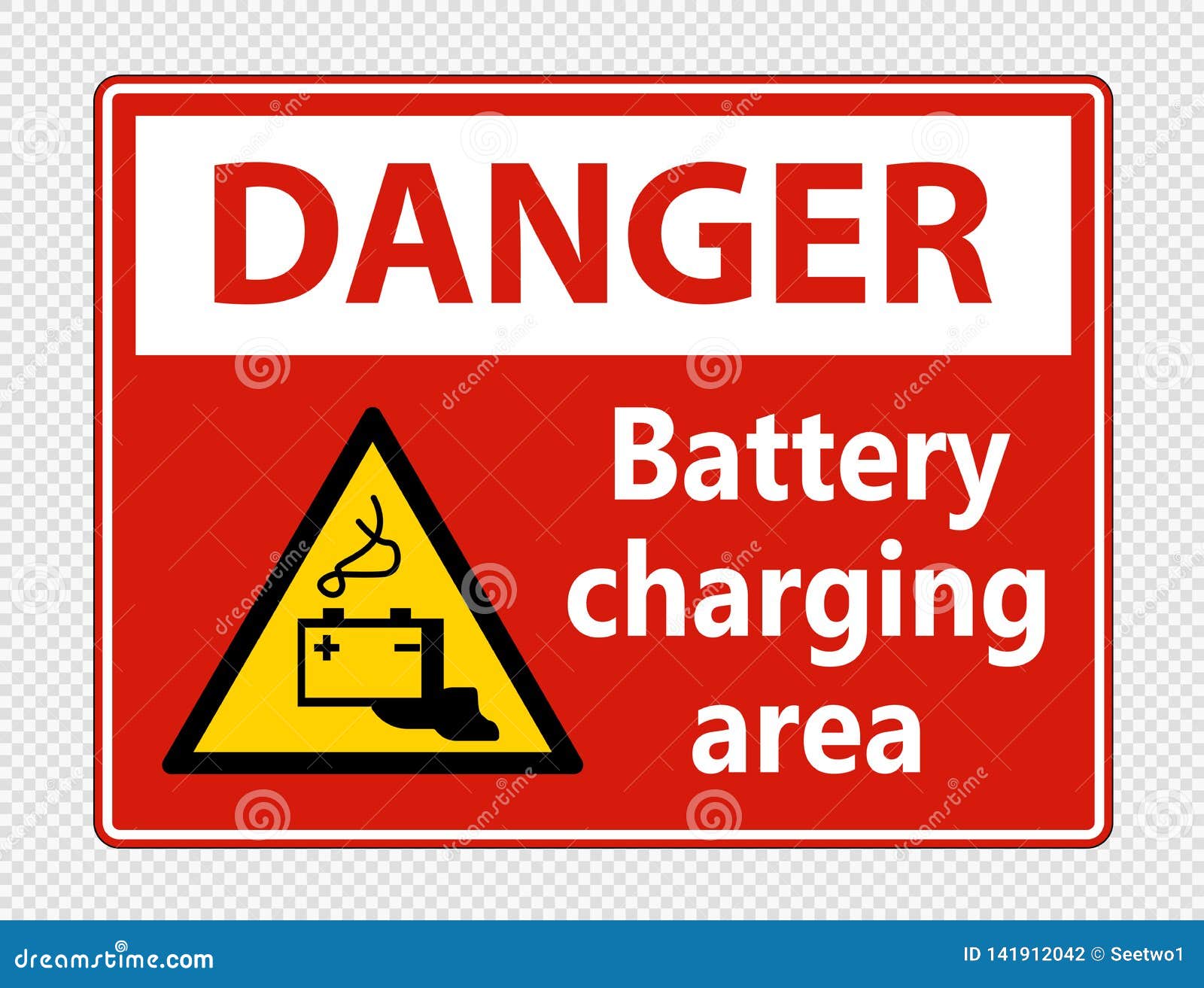 Symbol Danger Battery Charging Area Sign on Transparent Background ...