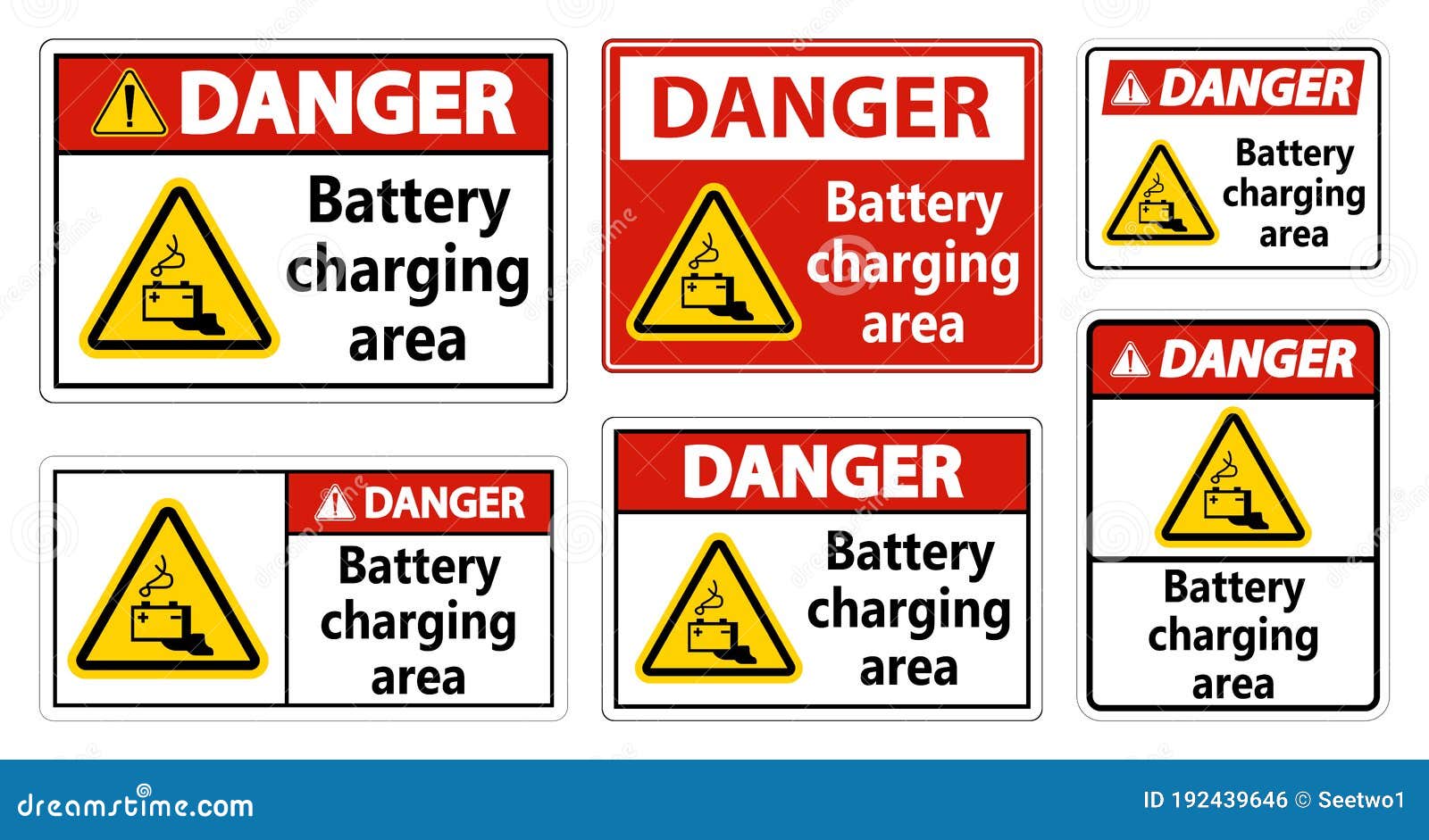 Danger Battery Charging Area Sign on White Background Stock Vector ...
