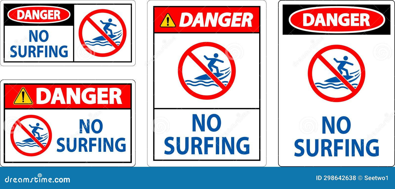 Danger Beach Safety Sign No Surfing Stock Vector - Illustration of sand ...