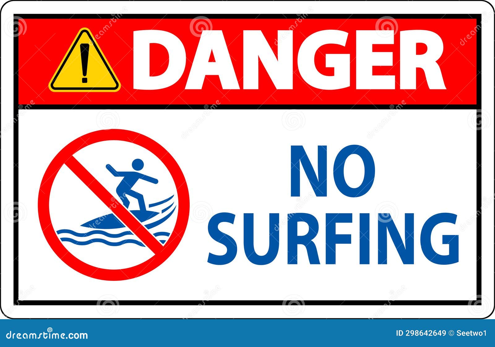 Danger Beach Safety Sign No Surfing Stock Vector - Illustration of icon ...