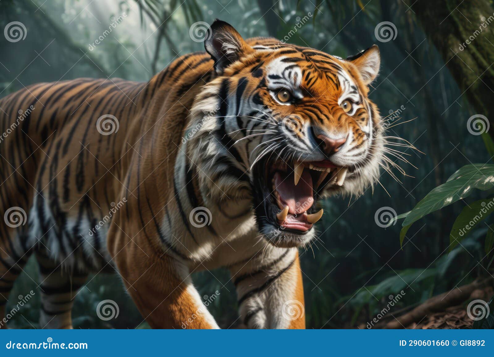 Danger Bengal tiger. stock illustration. Illustration of recreation ...
