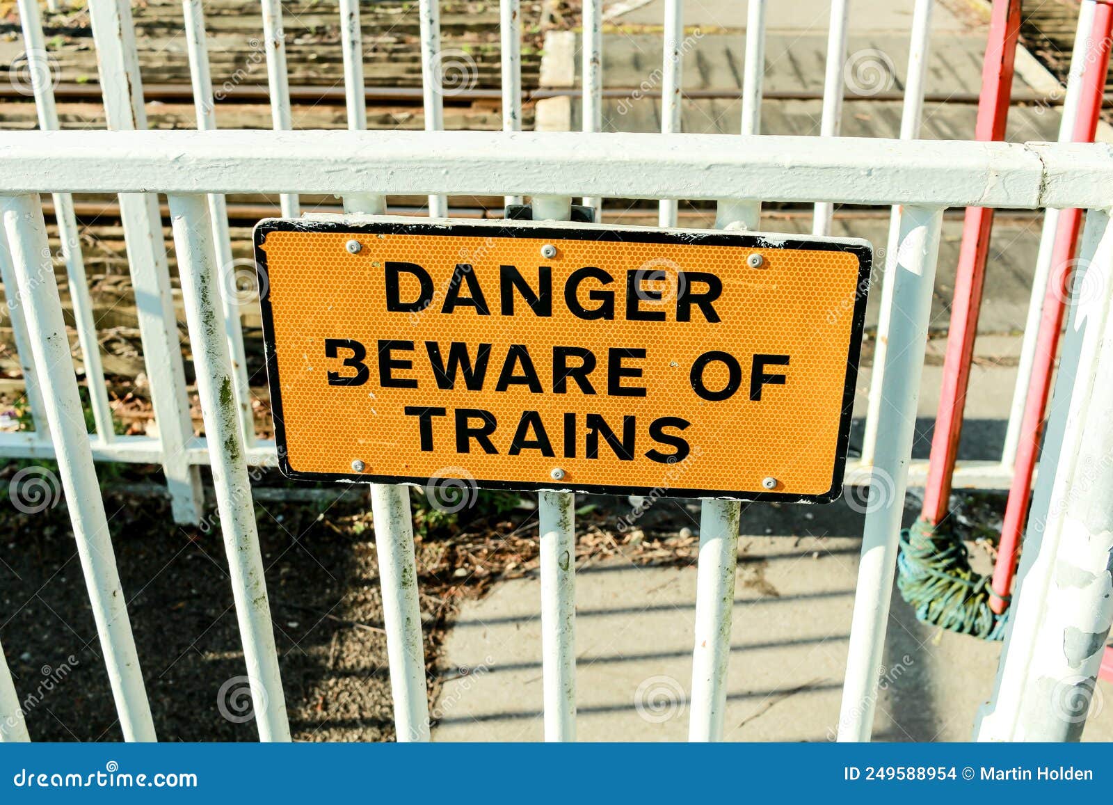 Danger Beware of Trains Sign Stock Photo - Image of danger, notice ...