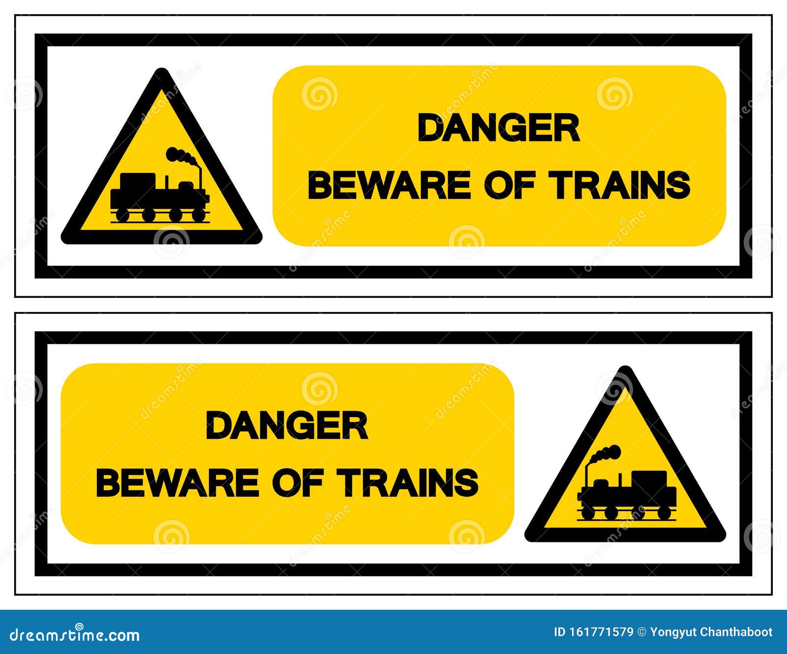 Danger Beware of Trains Symbol Sign, Vector Illustration, Isolate on ...