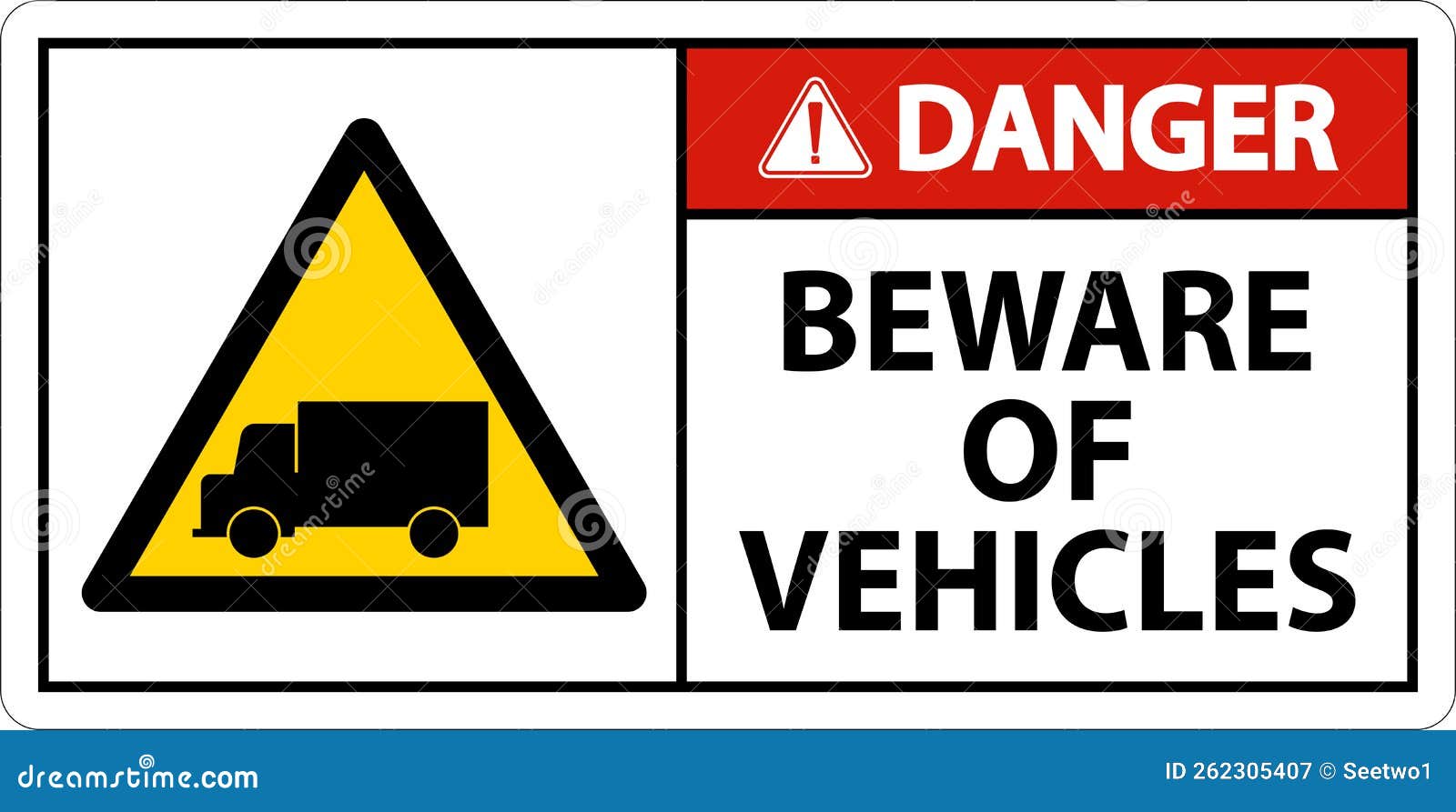 Danger Beware of Vehicles Sign on White Background Stock Vector ...