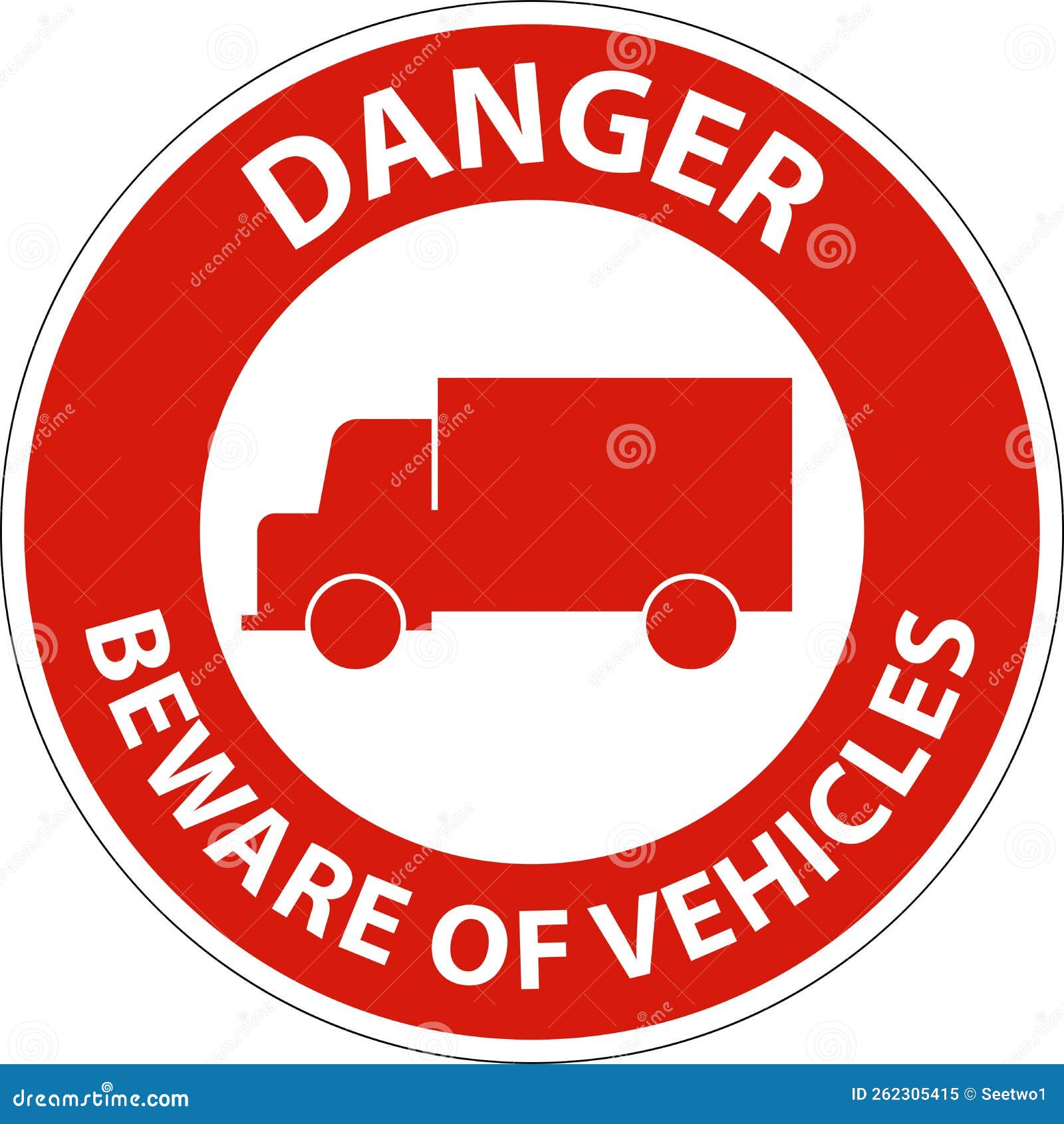 Danger Beware of Vehicles Sign on White Background Stock Vector ...