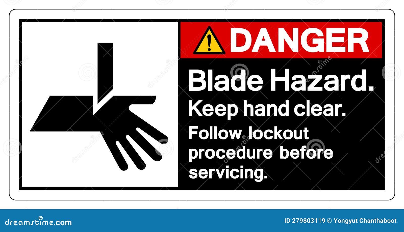 Danger Blade Hazard Keep Hand Clear Follow Lockout Procedure before ...