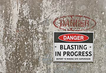 Danger, Blasting in Progress Warning Sign Stock Photo - Image of safety ...