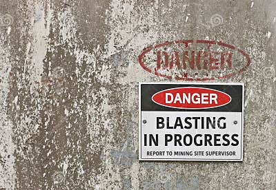 Danger, Blasting in Progress Warning Sign Stock Photo - Image of safety ...