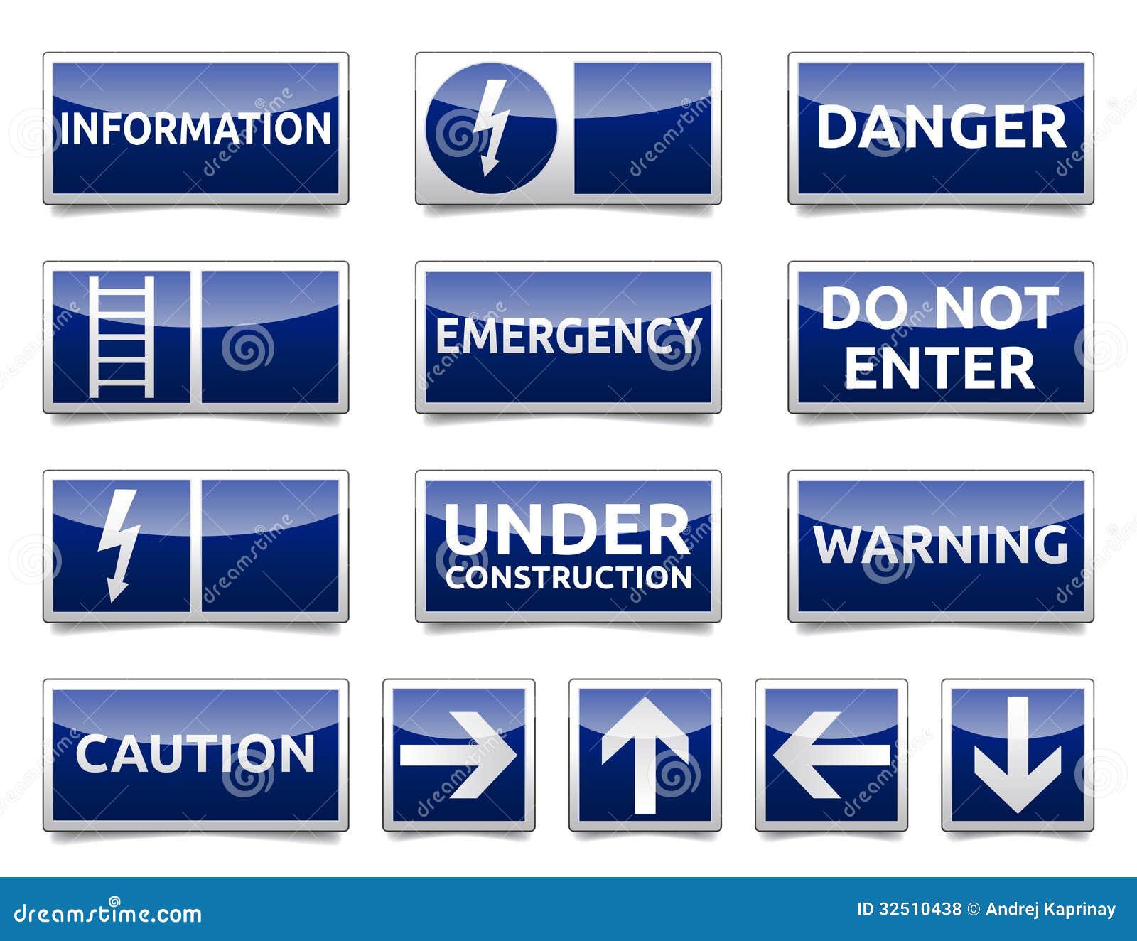 Danger blue sign mini set stock vector. Illustration of collection ...
