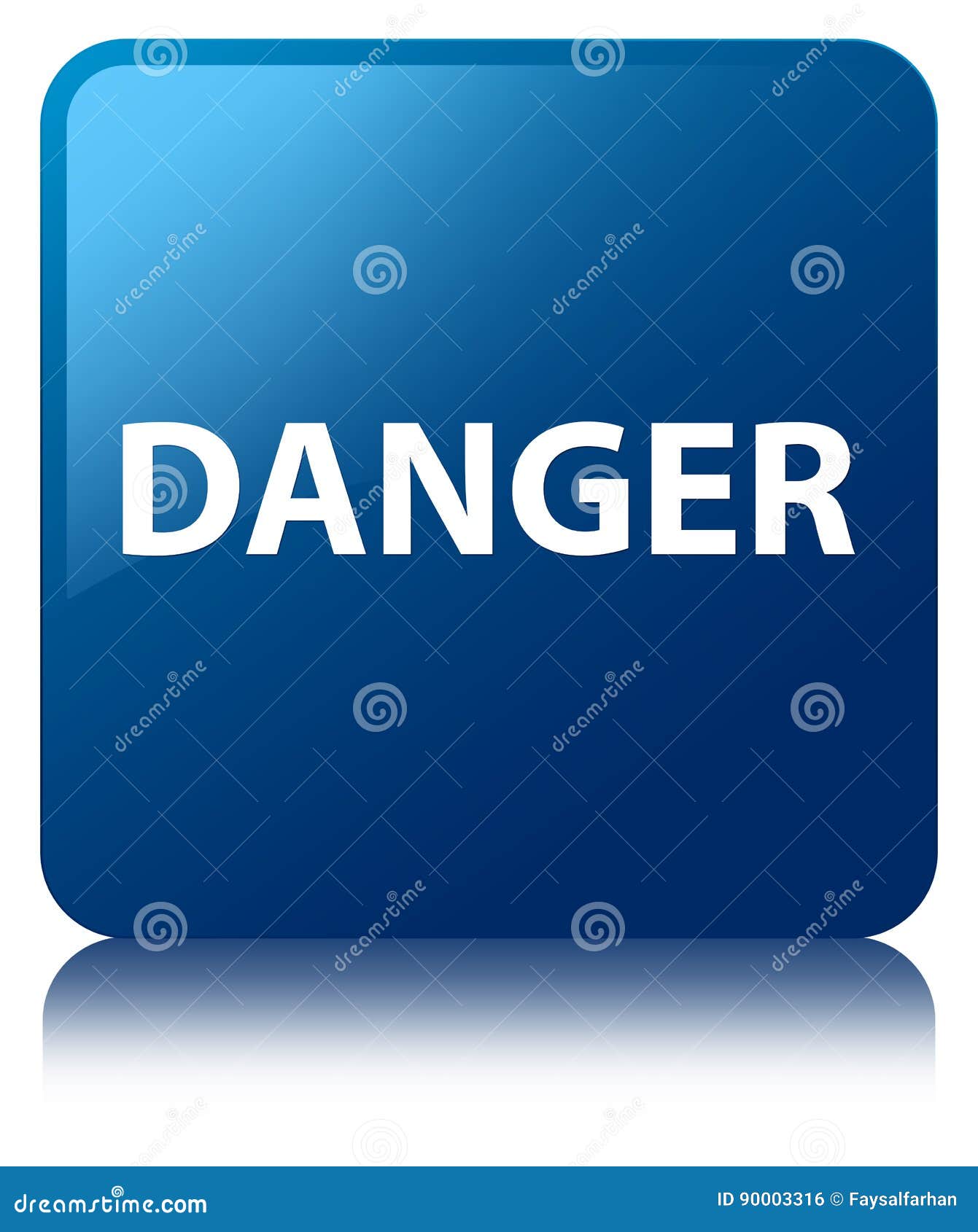 Danger blue square button stock illustration. Illustration of hazard ...