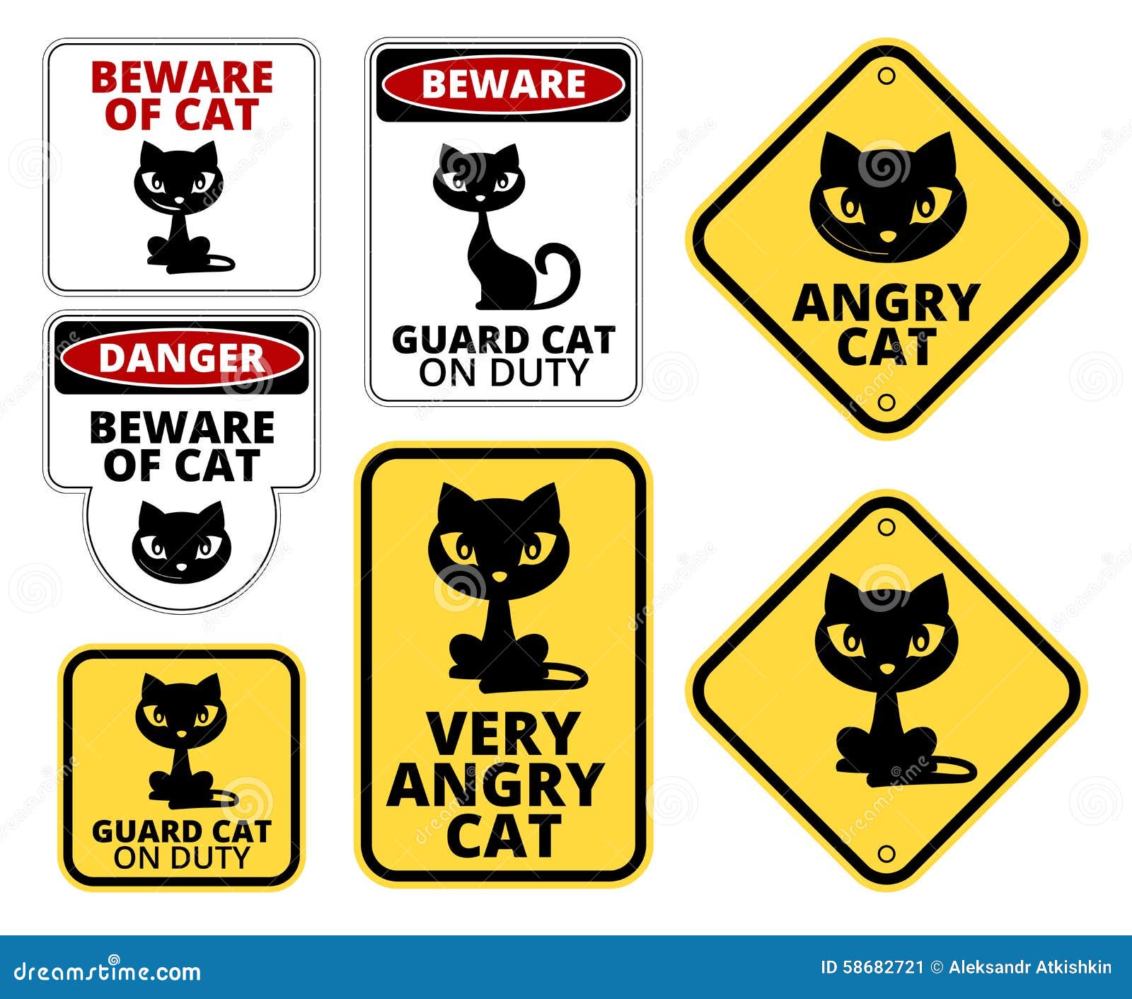 Danger cat stock vector. Illustration of icon, animal - 58682721