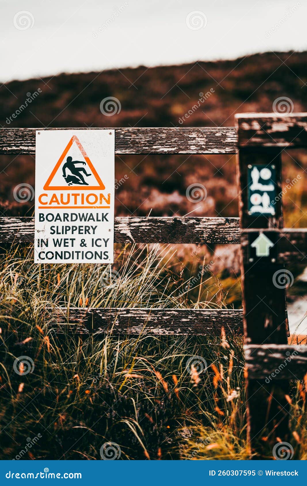 Danger Caution Sign on a Wooden Fence Stock Illustration - Illustration ...